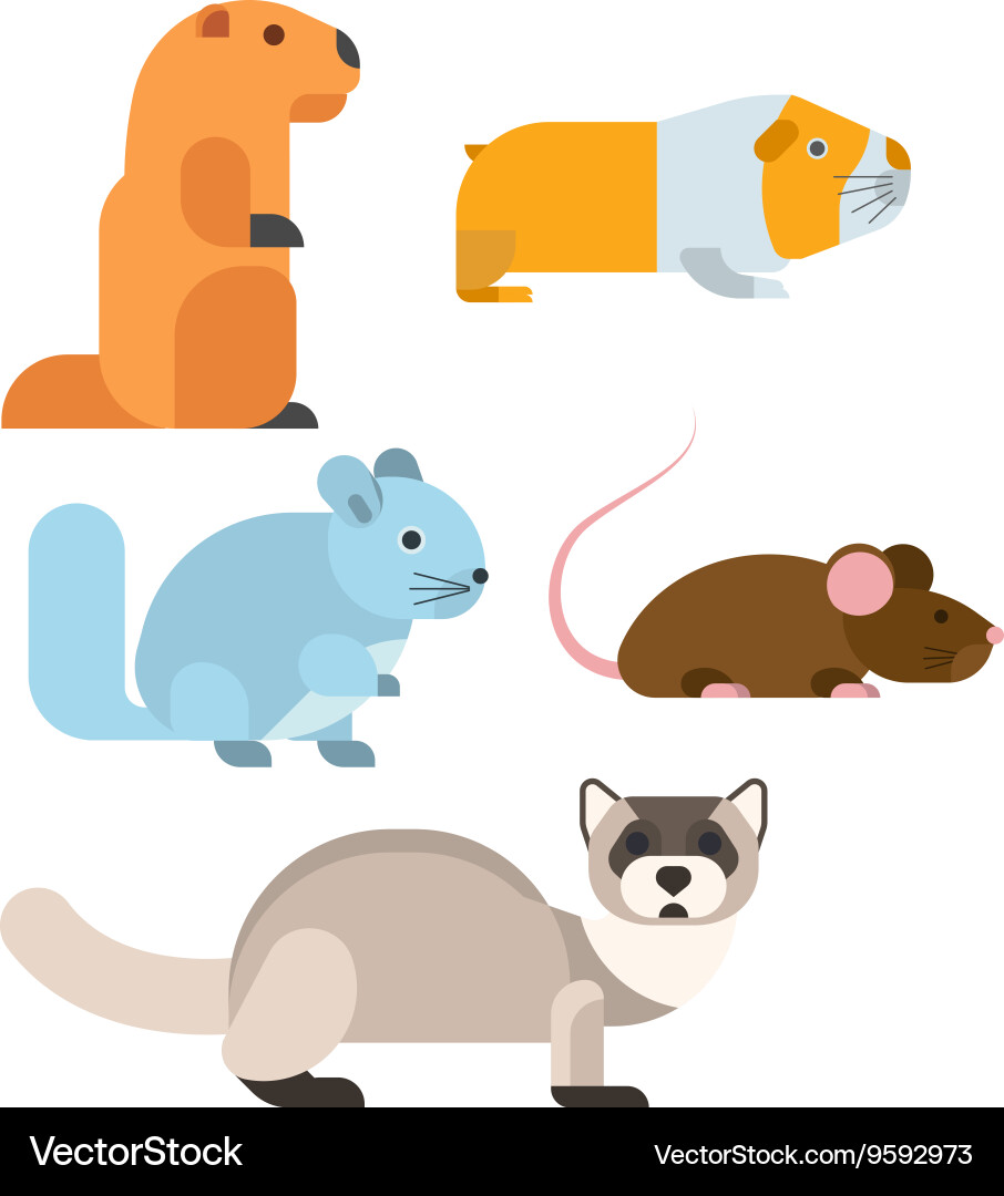 Cartoon rodents animals set Royalty Free Vector Image