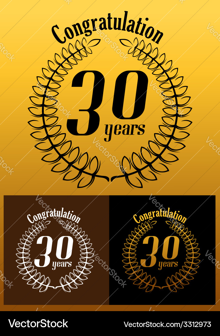 Congratulations 30 year anniversary wreath Vector Image