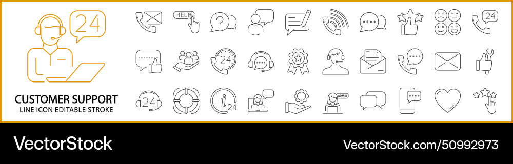 Customer support icon set Royalty Free Vector Image