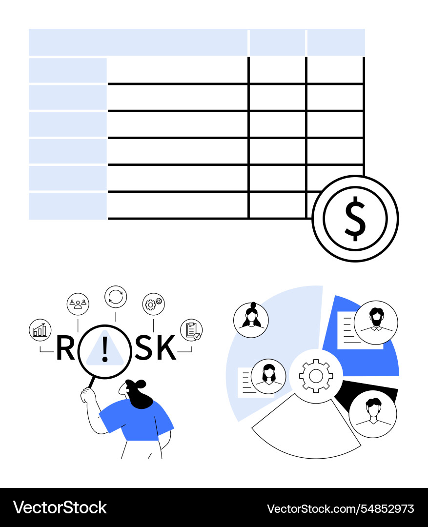 Financial risk analysis with data table Royalty Free Vector