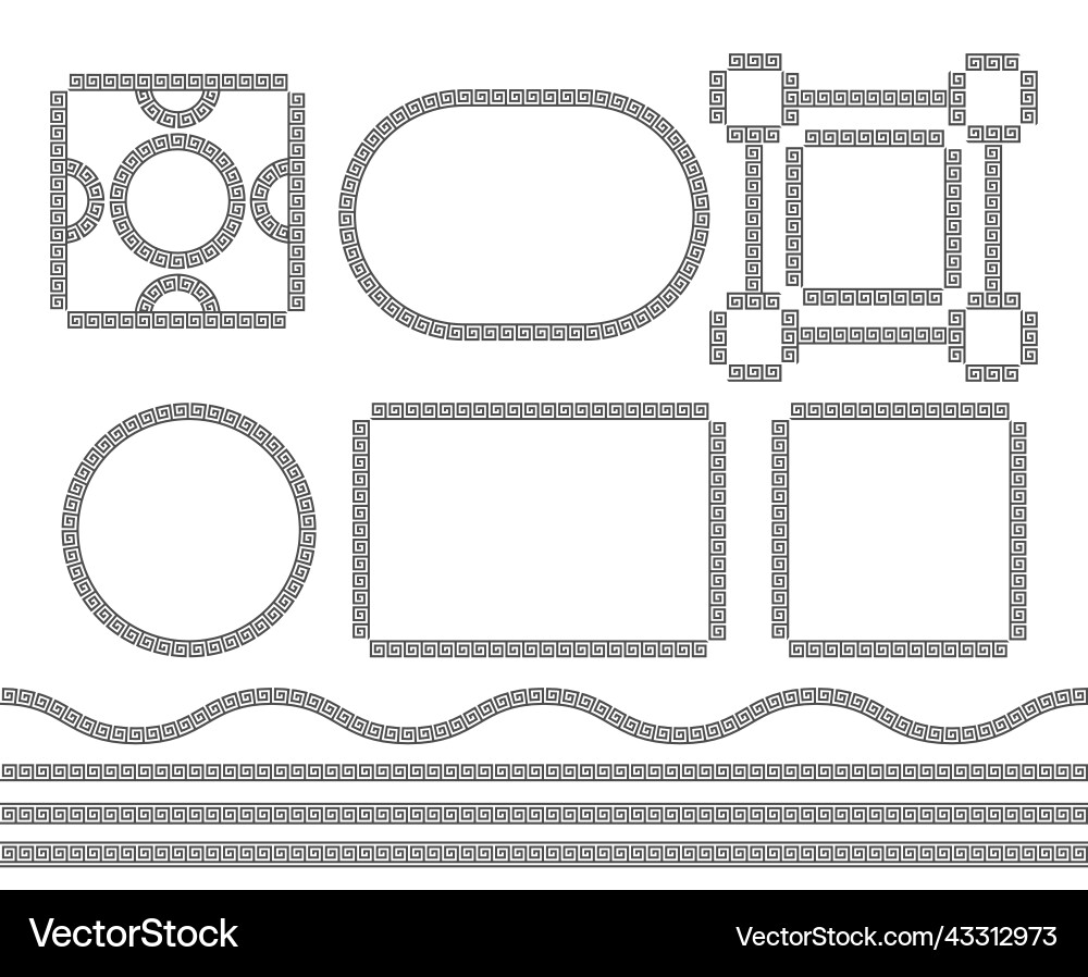Greek meander frames Royalty Free Vector Image