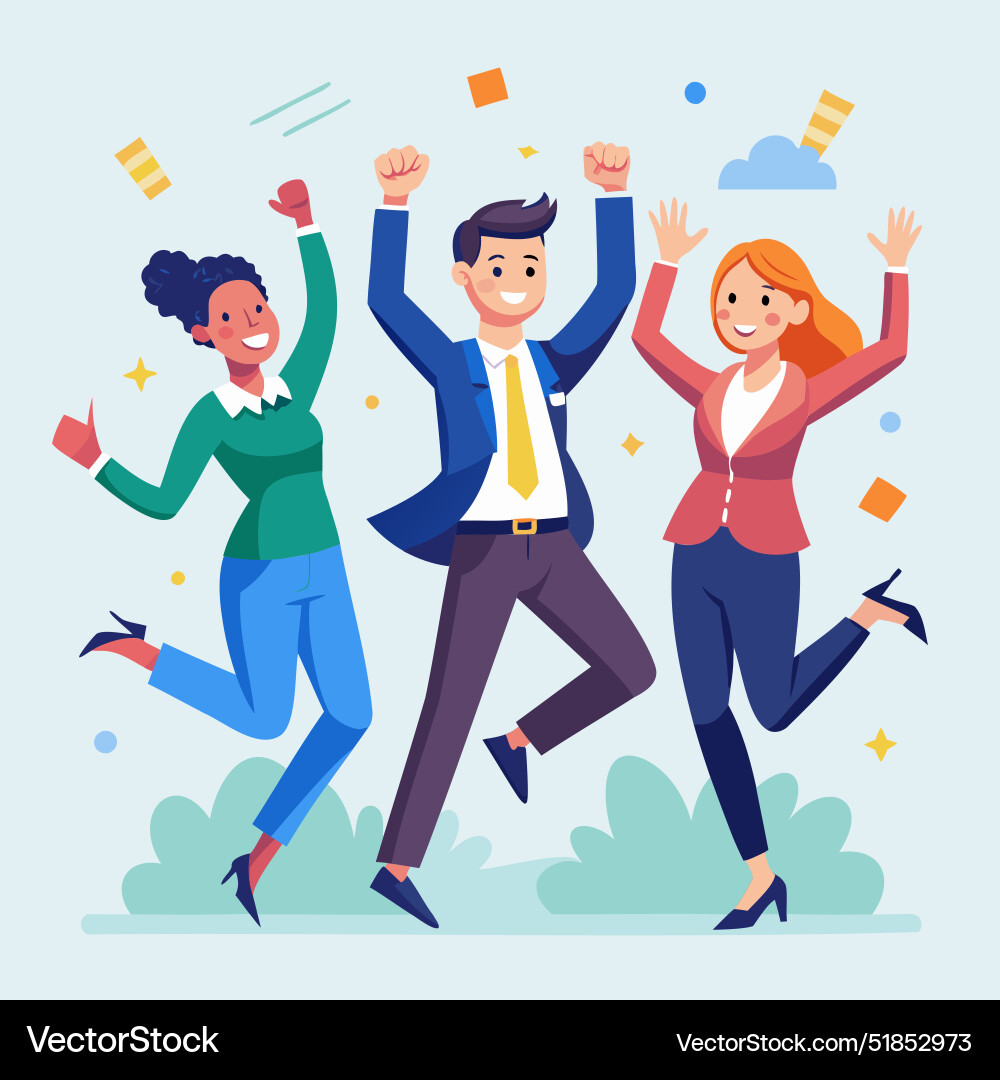 Joyful team success celebration Royalty Free Vector Image