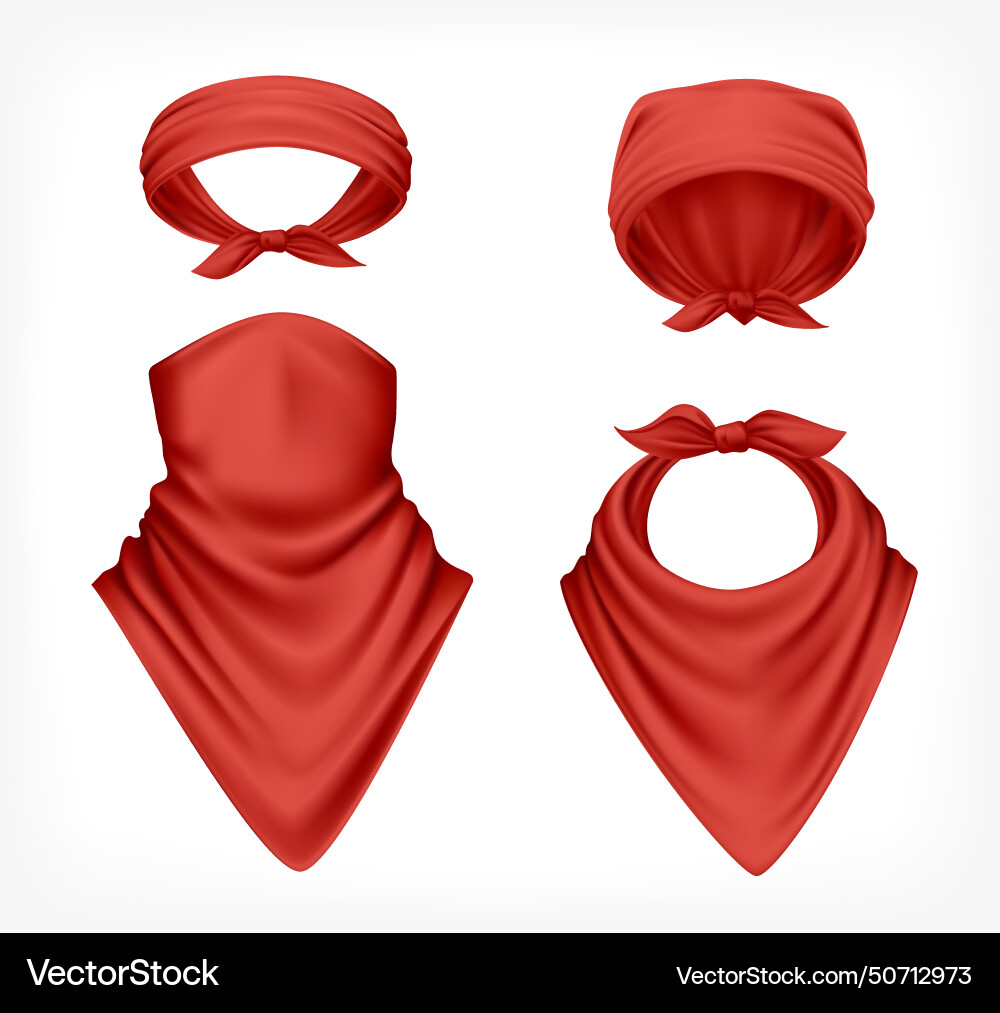 Realistic red buff set Royalty Free Vector Image