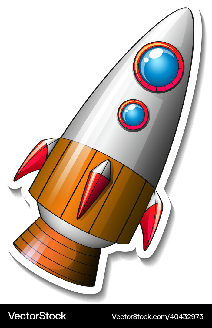 Rocket Ship Sticker Template Royalty Free Vector Image