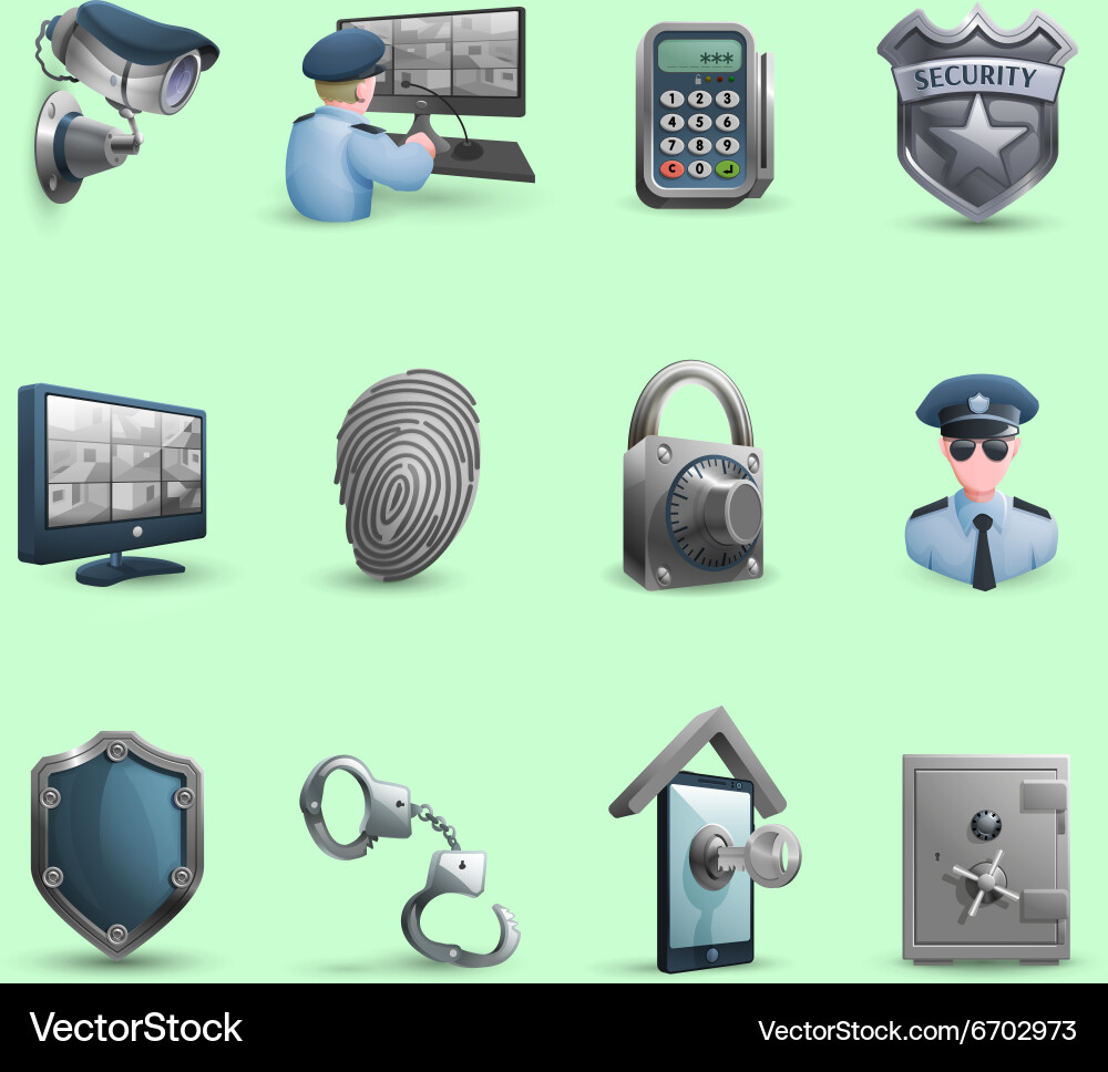 Security symbols icons set Royalty Free Vector Image