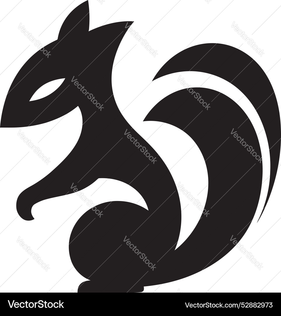 Sleek squirrel emblem in black shadowed Royalty Free Vector