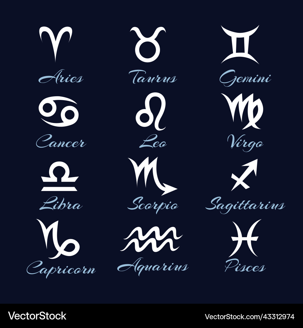 Astrological glyphs collection Royalty Free Vector Image