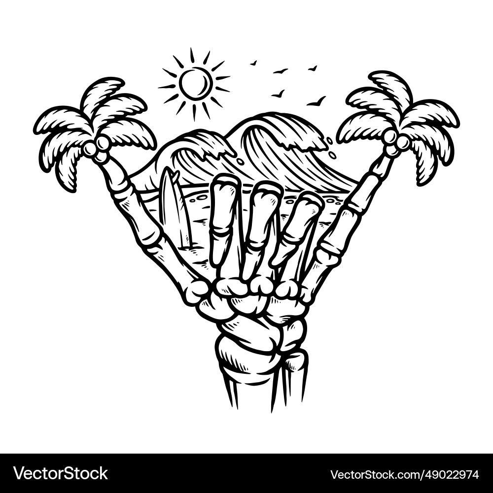 Beach chill hand sign Royalty Free Vector Image