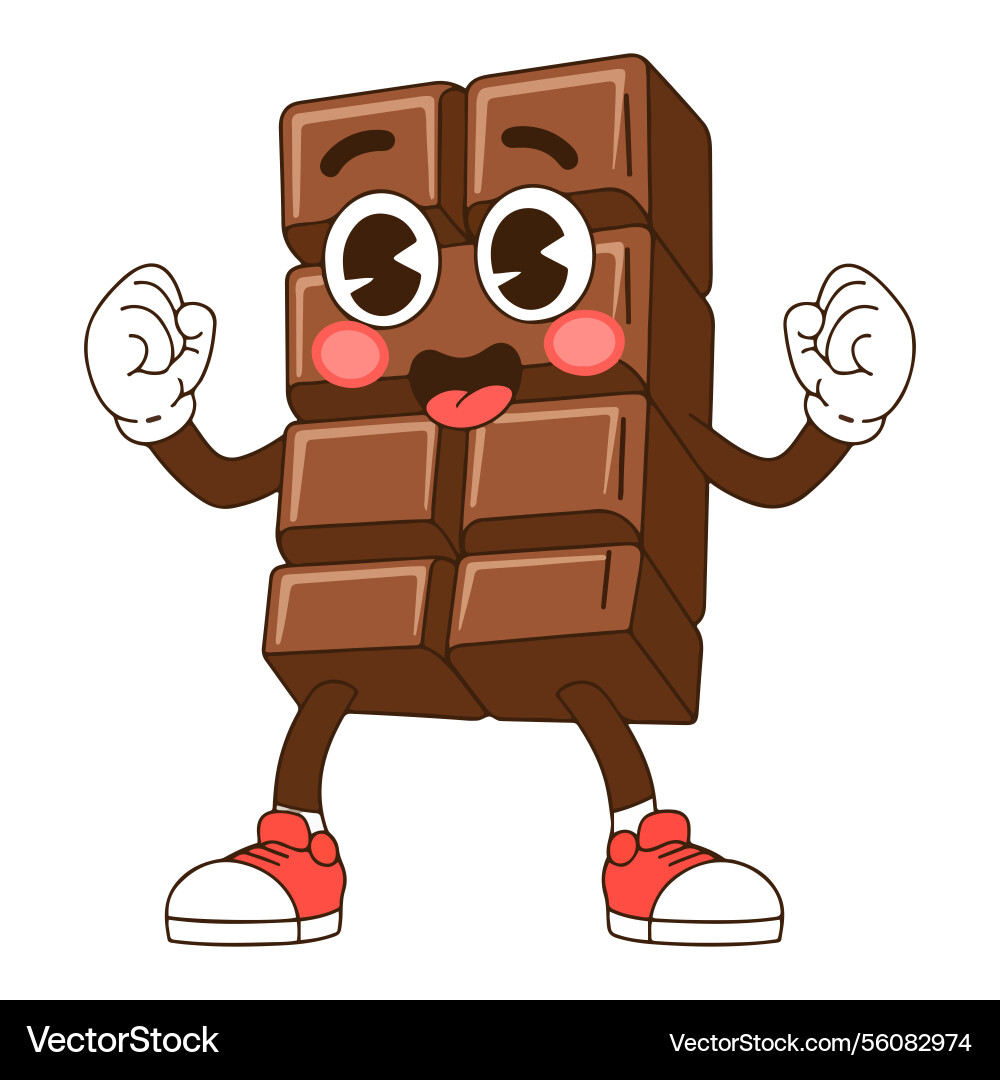 Cute chocolate bar character with a funny face Vector Image