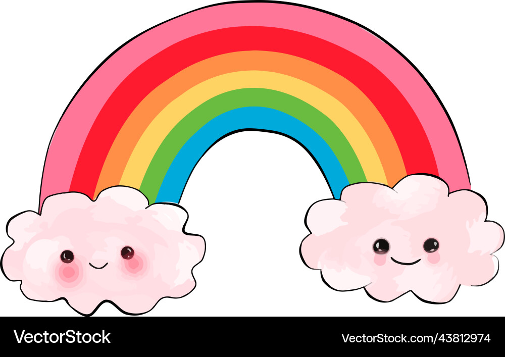 Cute Rainbow Background Cartoon Cute Rainbow Sky Seamless Pattern