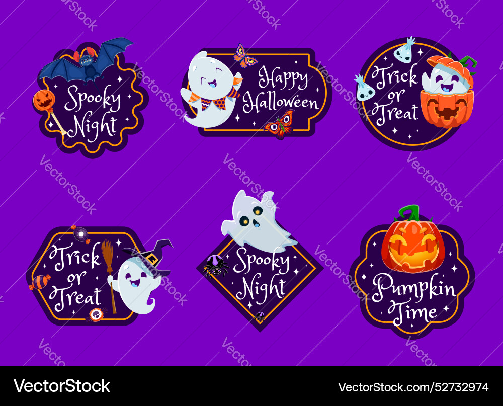 Halloween gift tags set feature spooky designs Vector Image