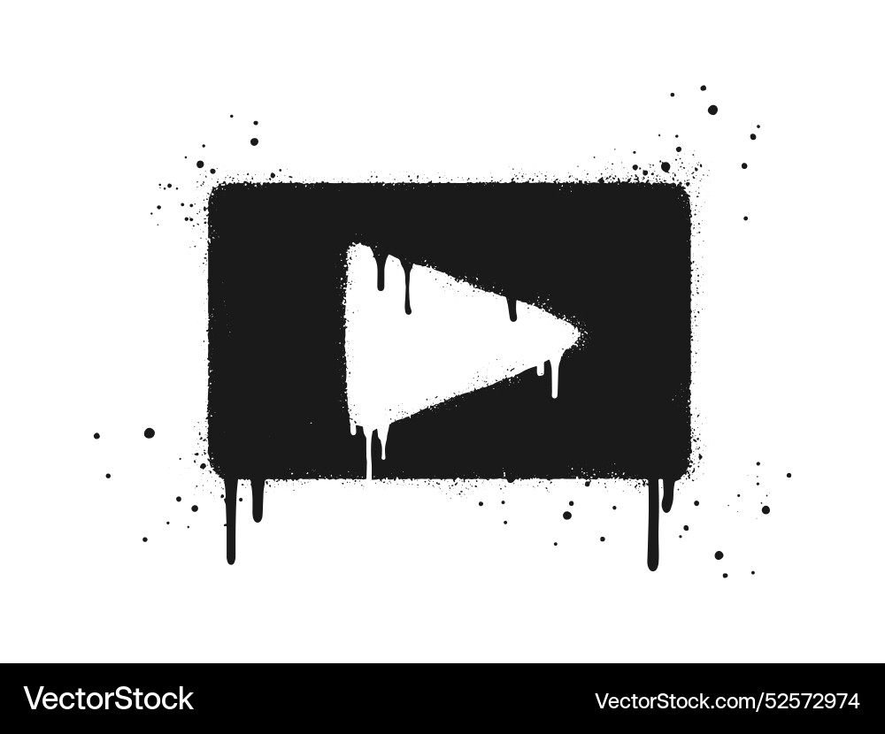 Spray painted graffiti play button icon Royalty Free Vector