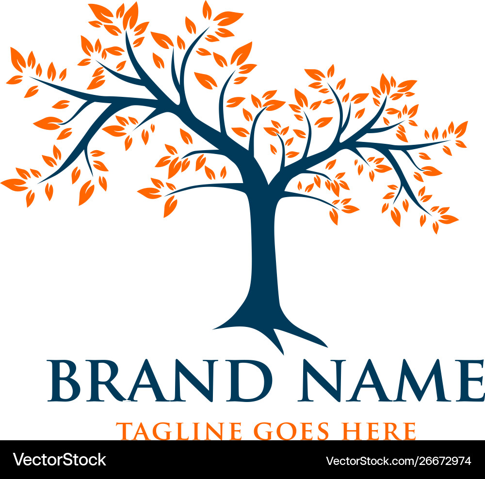 Yellow leaf tree logo Royalty Free Vector Image