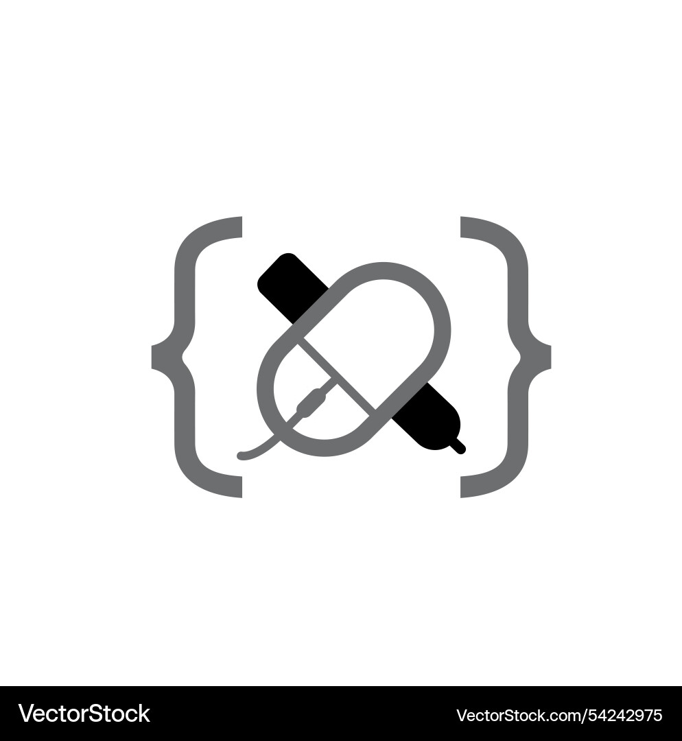 Creative mouse and pen code symbol logo Royalty Free Vector