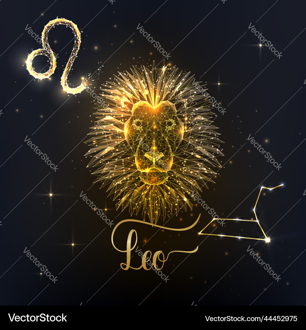 Gold Leo Zodiac Poster Royalty Free Vector Image