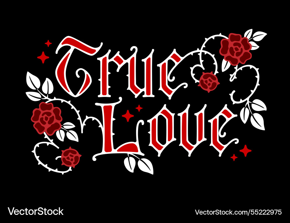 Gothic typography features elaborate lettering Vector Image