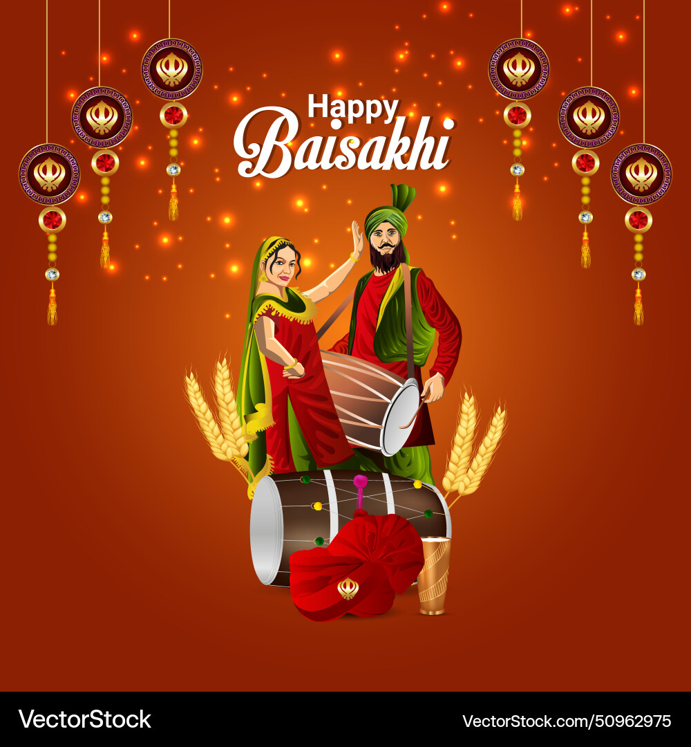Happy baisakhi design Royalty Free Vector Image