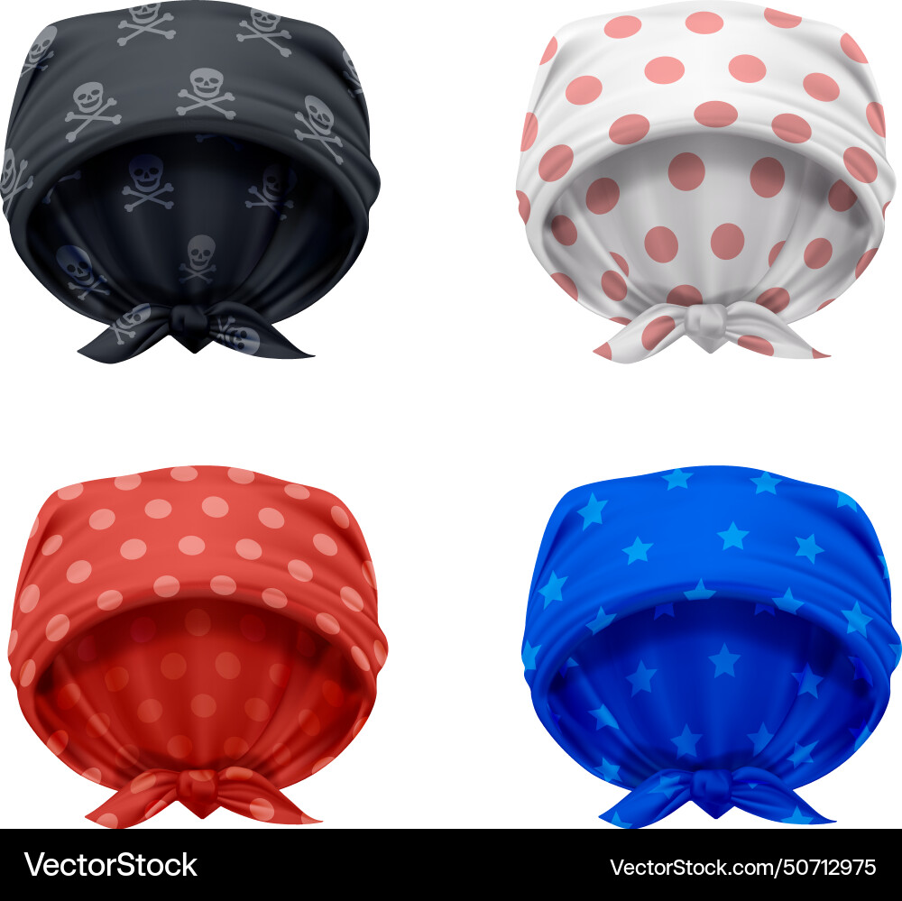 Head bandana colourful set Royalty Free Vector Image