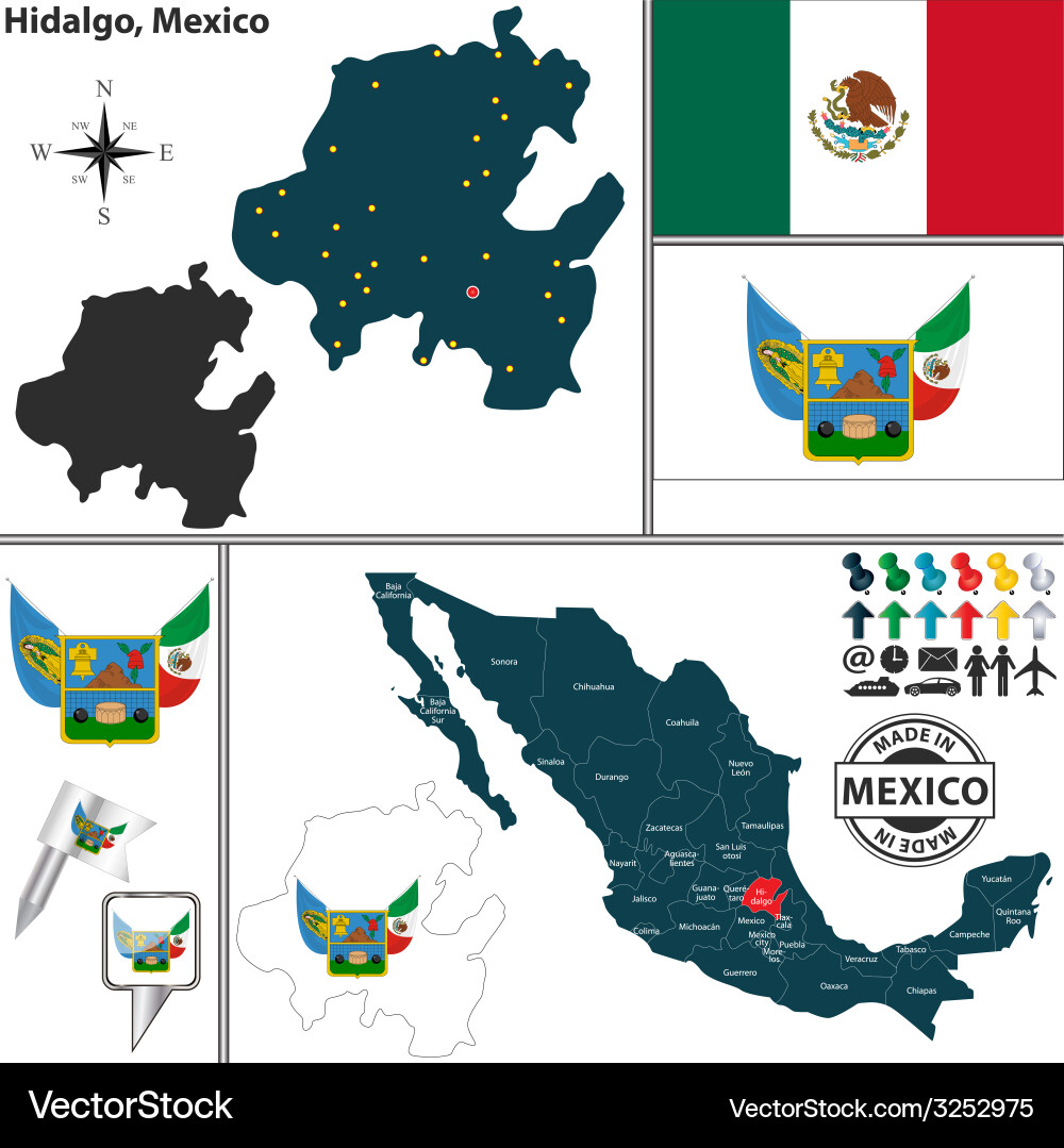 Map of hidalgo Royalty Free Vector Image - VectorStock