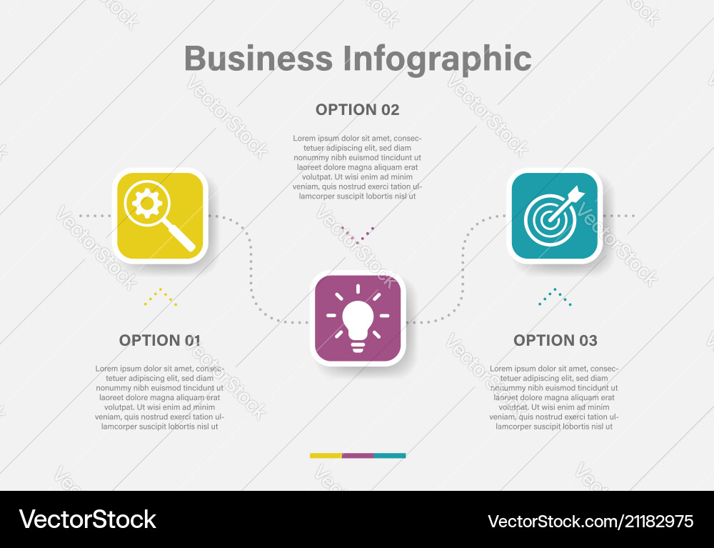 Process chart 3 steps diagram Royalty Free Vector Image