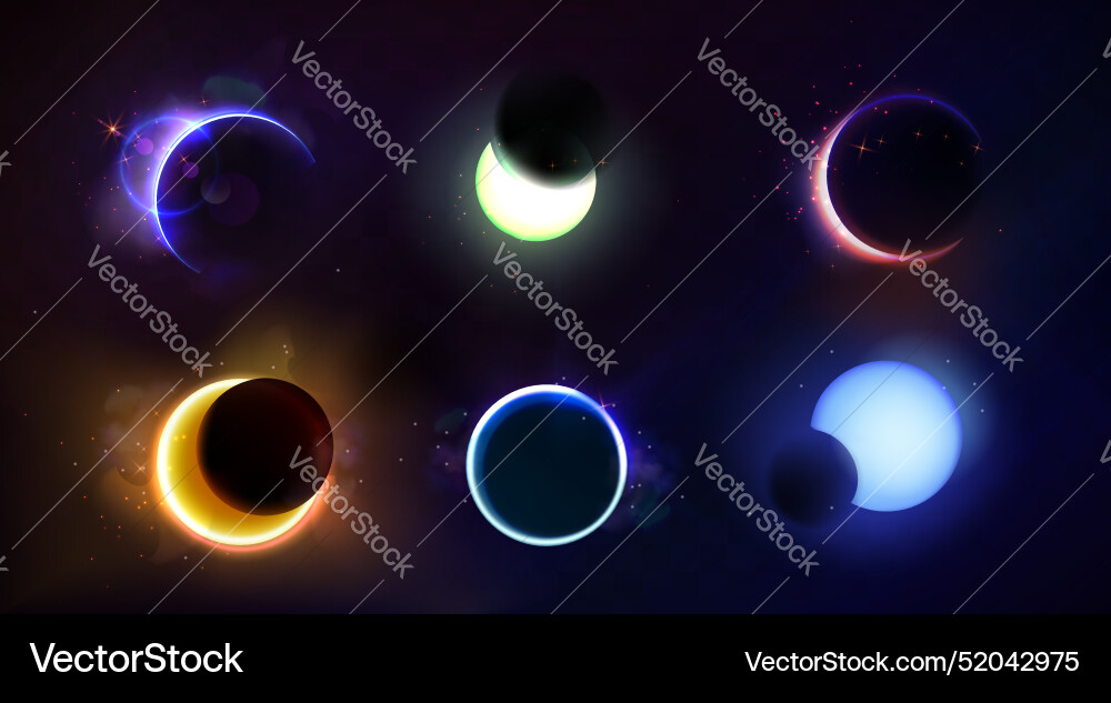 Total and partial solar eclipse Royalty Free Vector Image