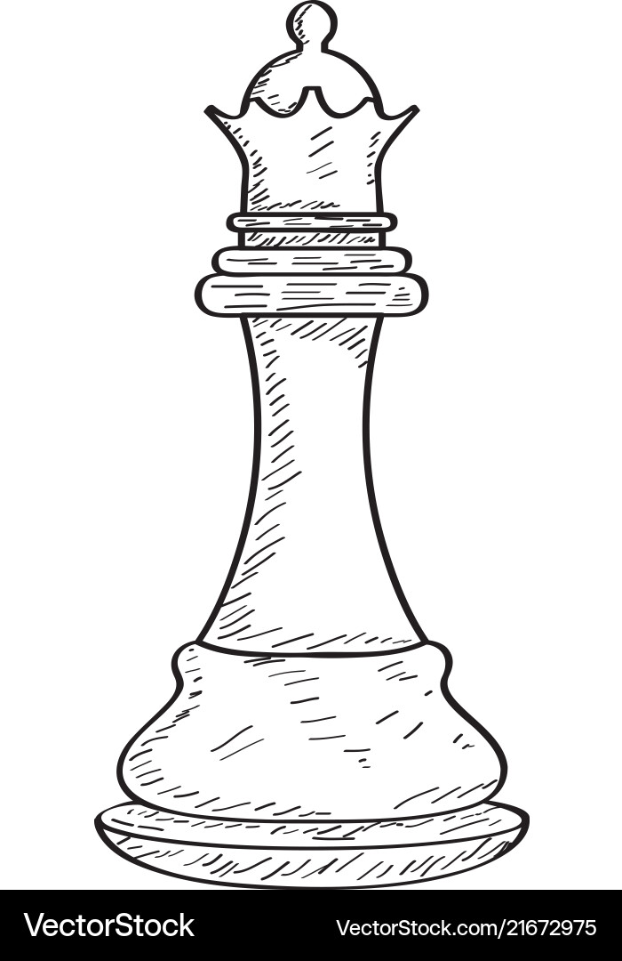 Vintage Queen Chess Piece Sketch Royalty Free Vector Image