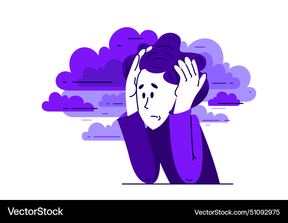Young man feeling stressed and uncomfortable Vector Image