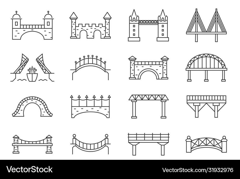 Bridge silhouette drawbridge viaduct aqueduct Vector Image
