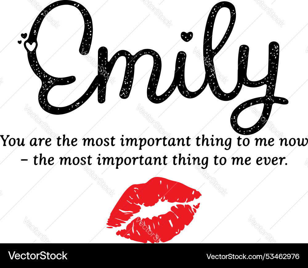 Emily name with lip Royalty Free Vector Image - VectorStock