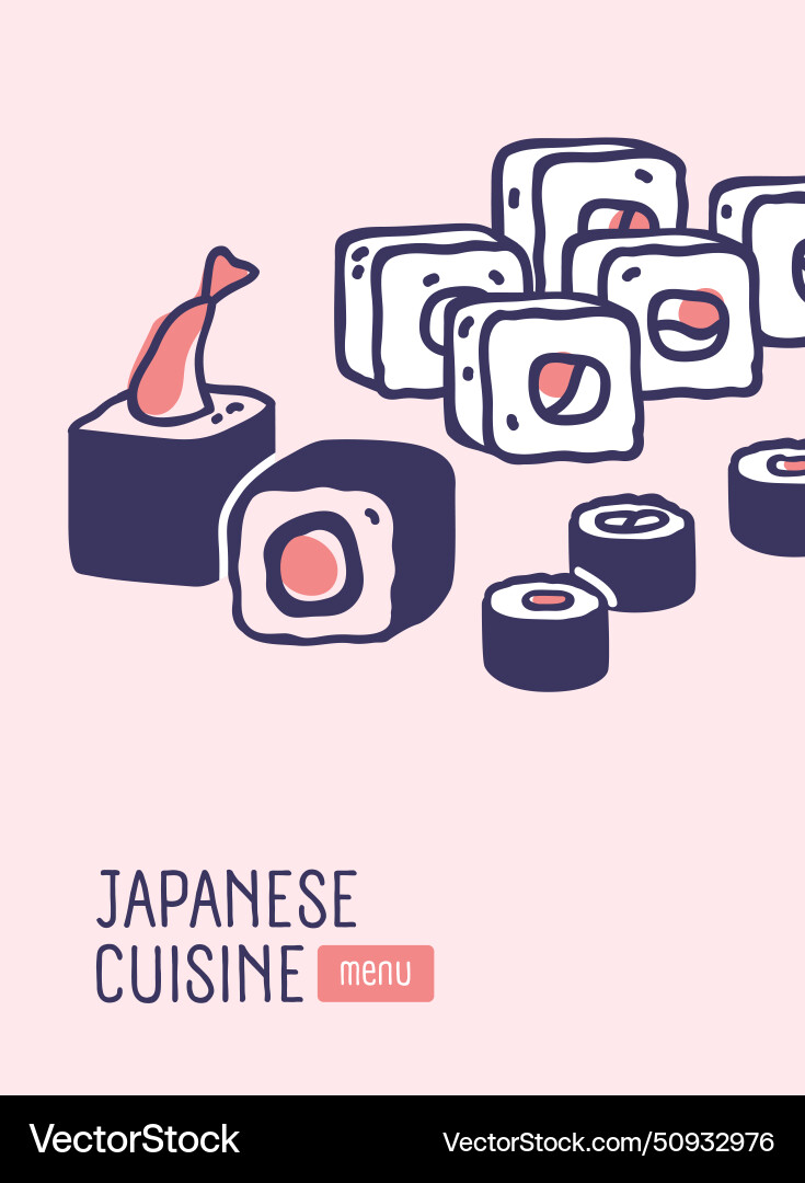 Japanese cuisine menu cover design asian Vector Image