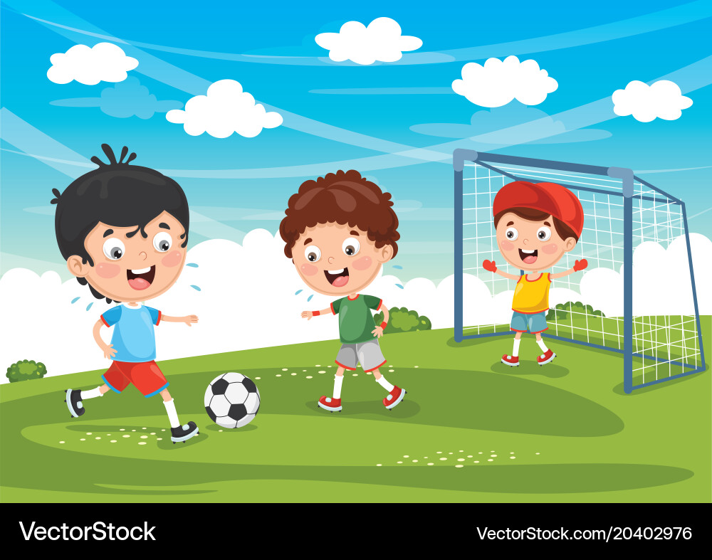 Kids playing football children playing children Vector Image