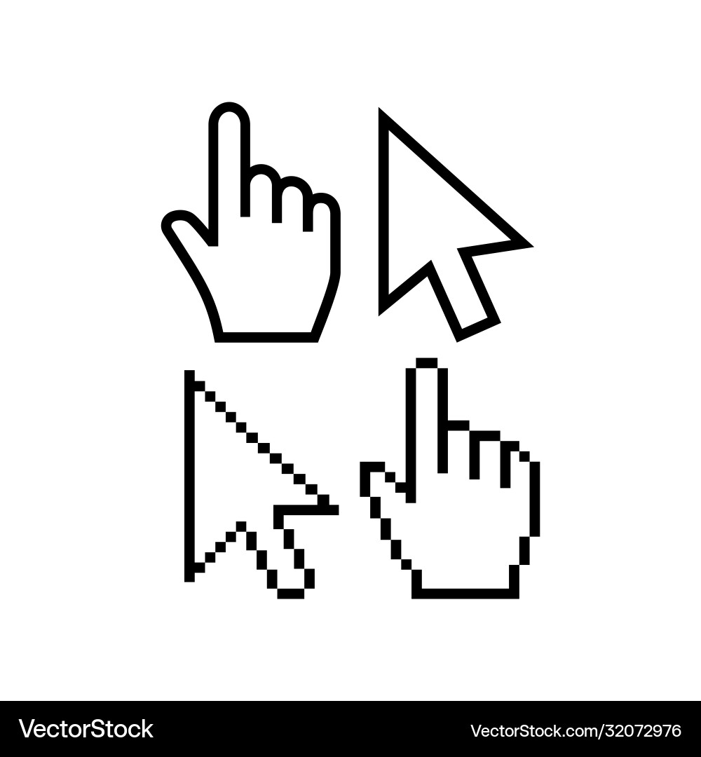 Mouse cursor icons hand pointer Royalty Free Vector Image