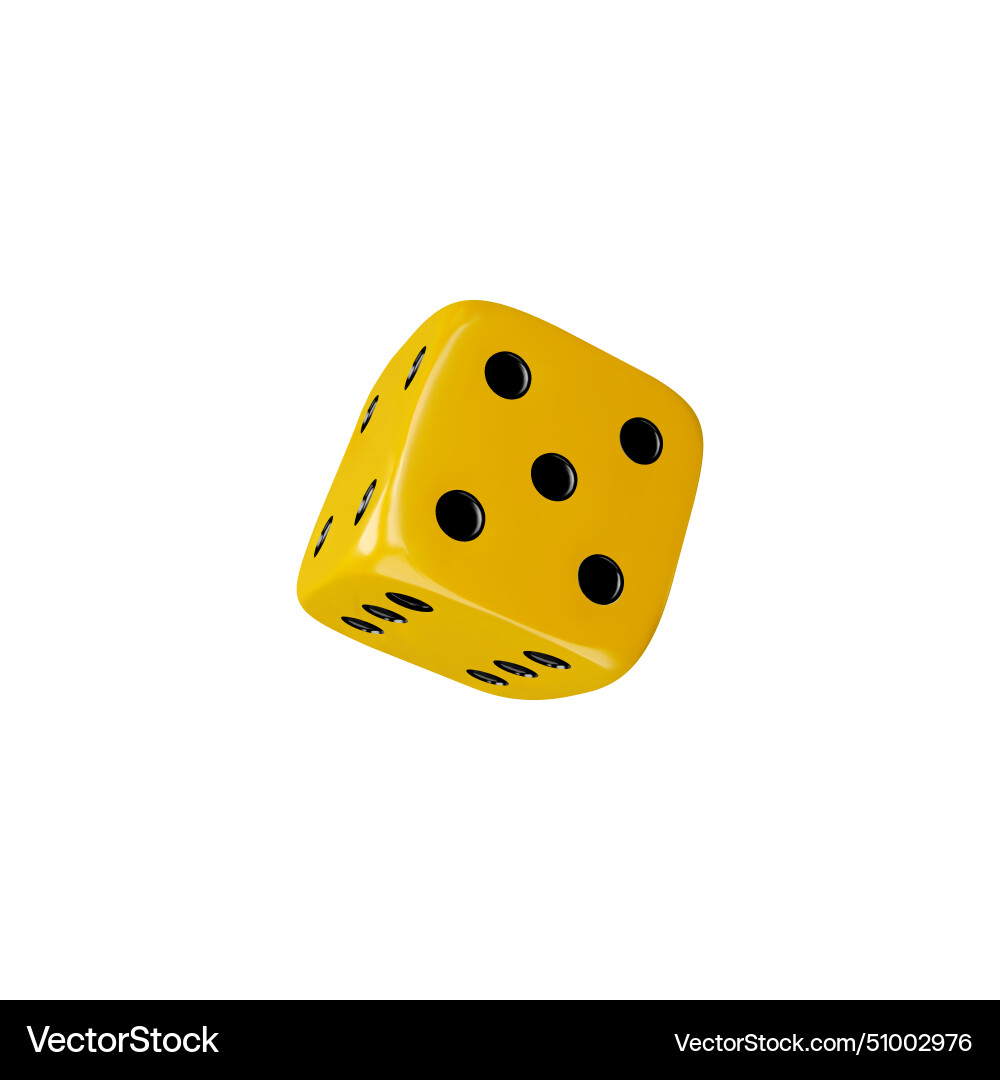 Realistic game dice falling 3d yellow cube Vector Image