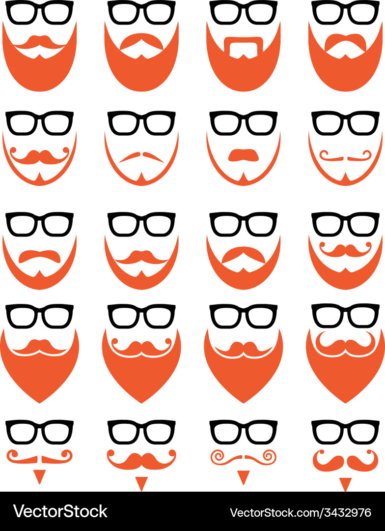 Red Ginger Beard Icons - Glasses & Mustache Set