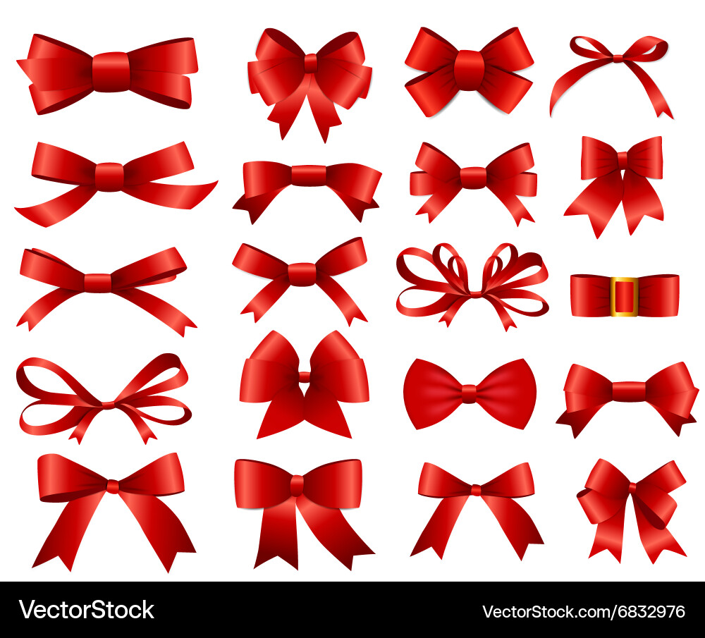 Red ribbon and bow set for your design Royalty Free Vector