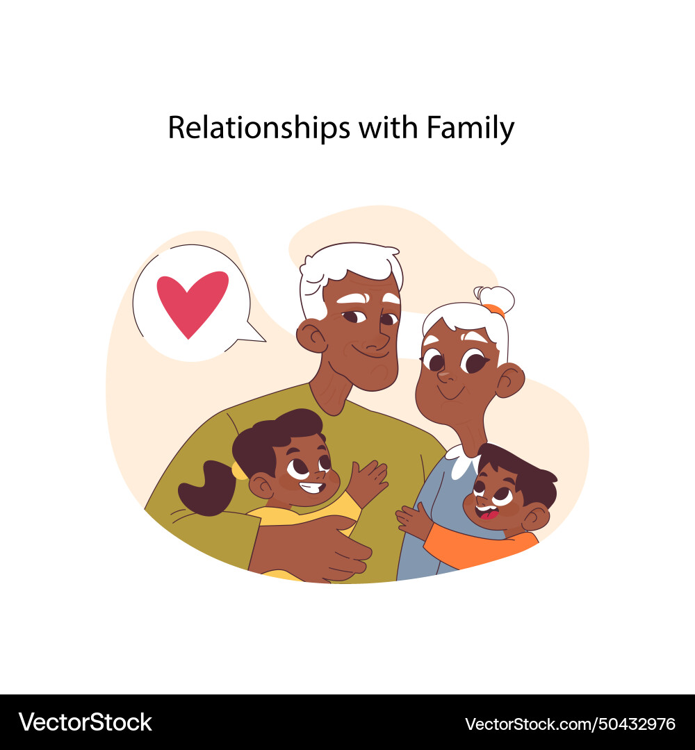 Relationships with family concept flat Royalty Free Vector