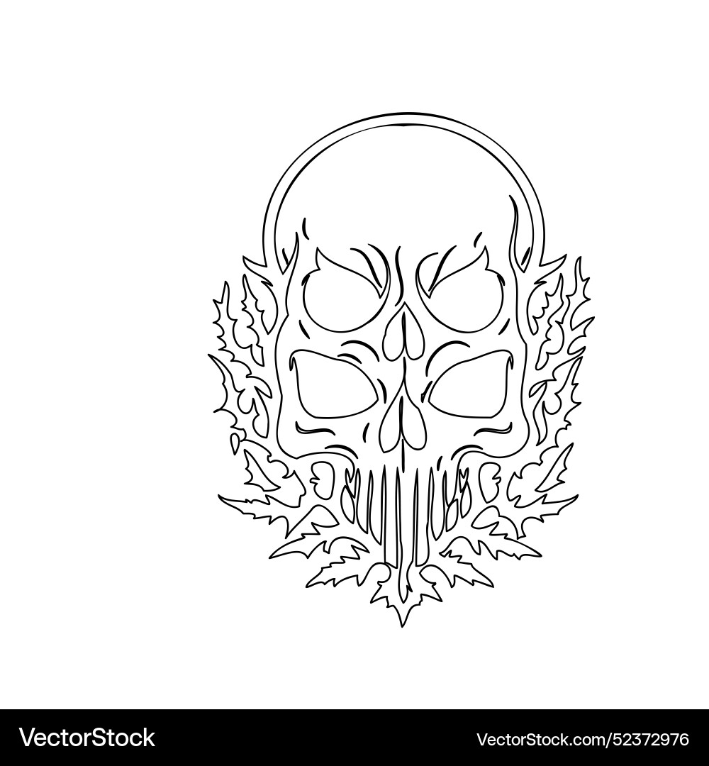 Skull halloween scary outline sketch Royalty Free Vector