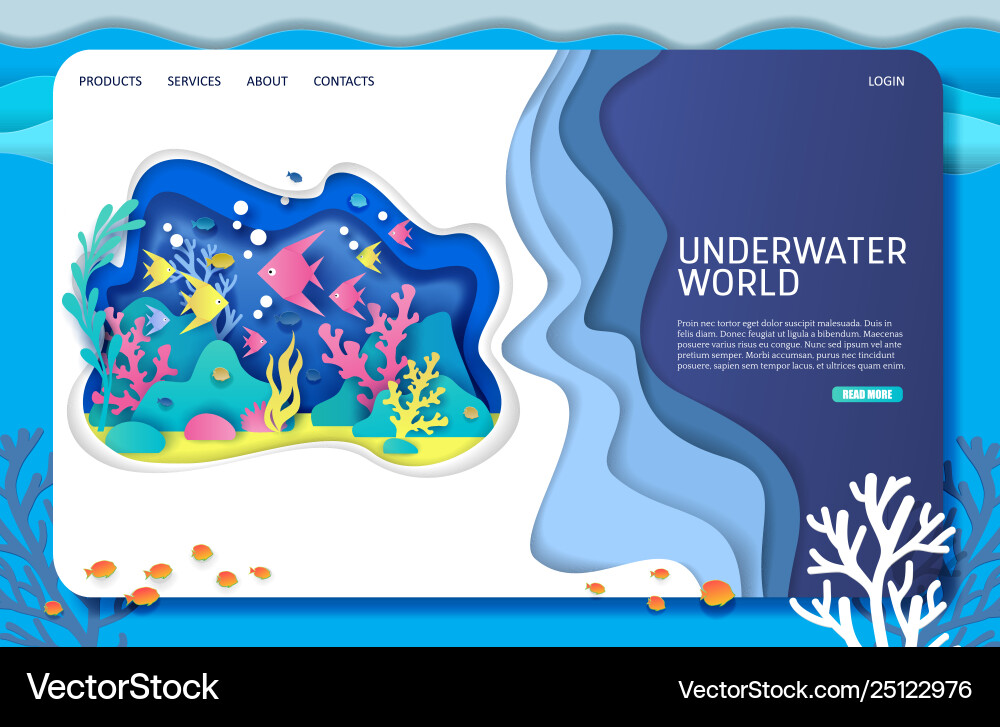 Underwater Website Template Royalty Free Vector Image