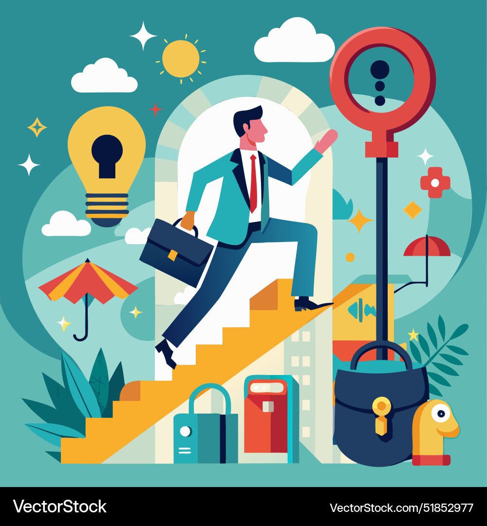 Career success ambition unlocked Royalty Free Vector Image