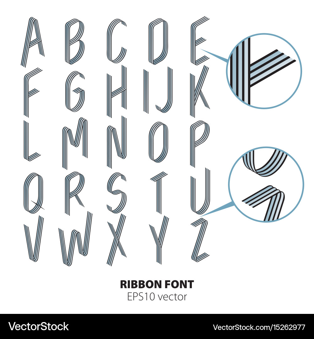 Colorful Ribbon Alphabet Set Royalty Free Vector Image