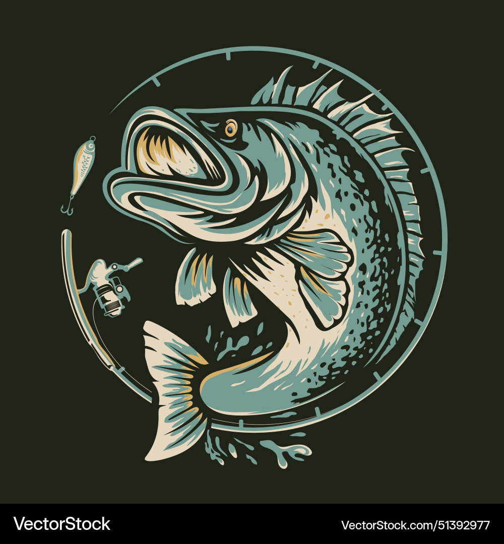 Fishing club logo design template Royalty Free Vector Image