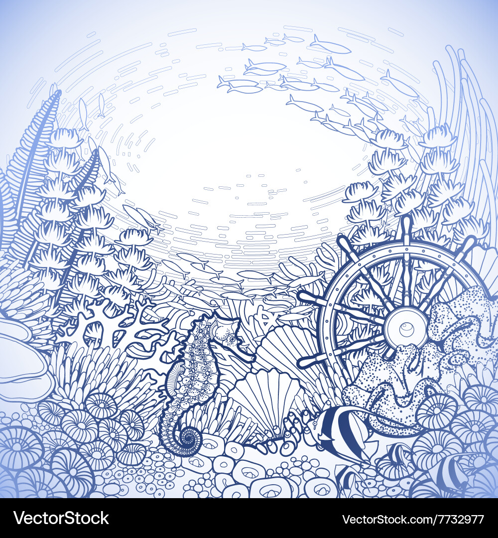 Graphic coral reef design Royalty Free Vector Image