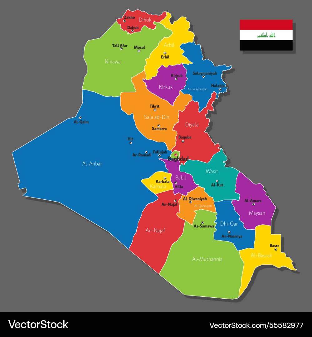Map of iraq Royalty Free Vector Image - VectorStock