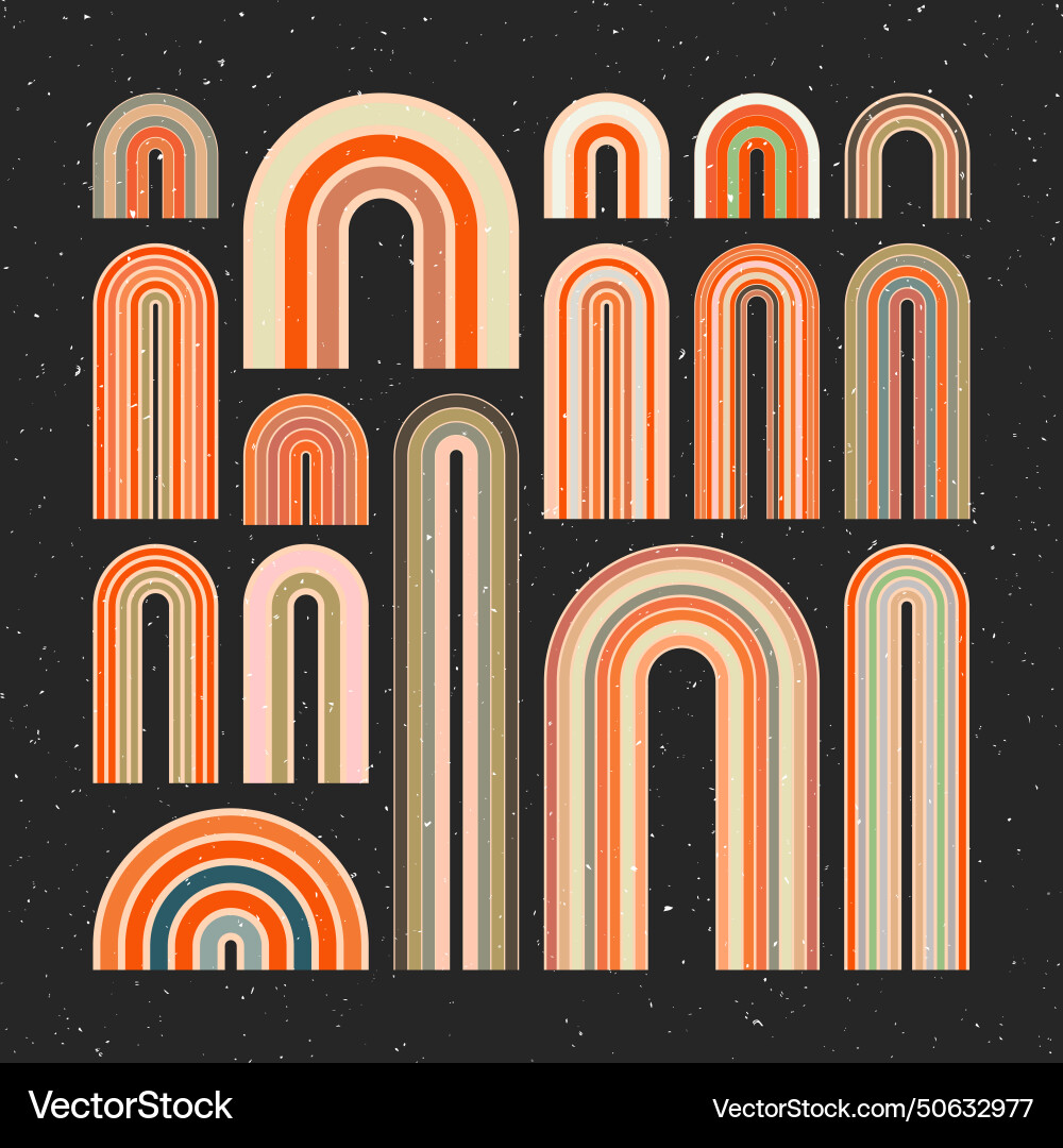 Mid century arch elements modern geometric shapes Vector Image