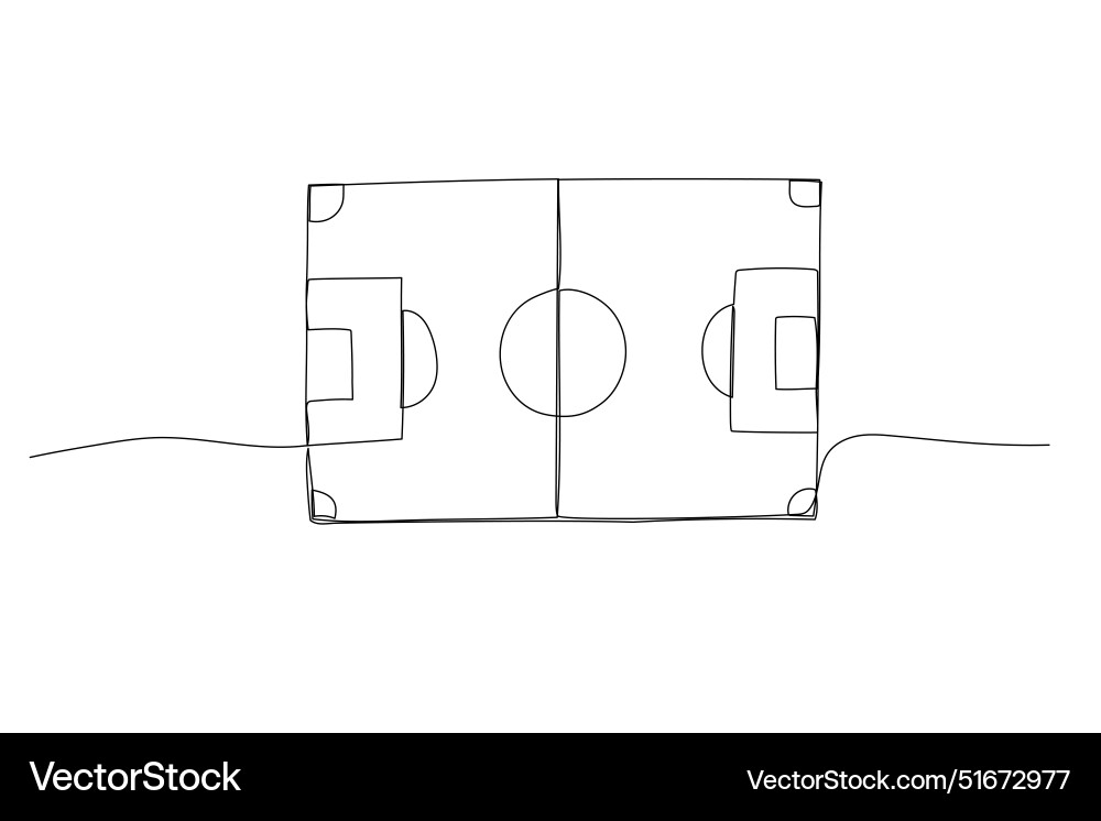 One line doodle soccer field sketch Royalty Free Vector