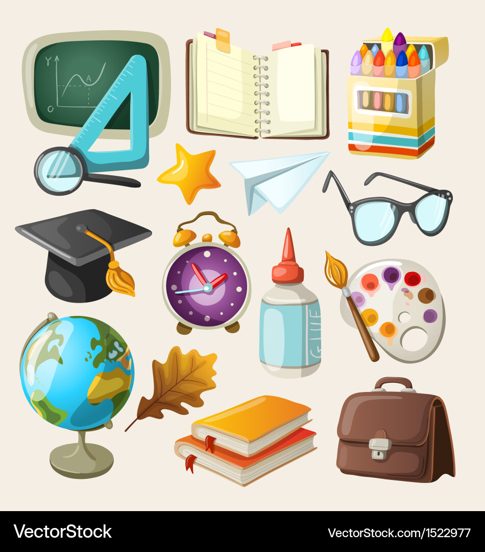Set of school items Royalty Free Vector Image - VectorStock