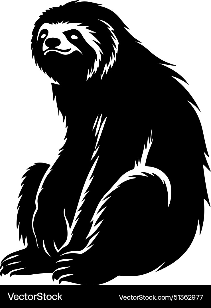 Sloth silhouette white background Royalty Free Vector Image