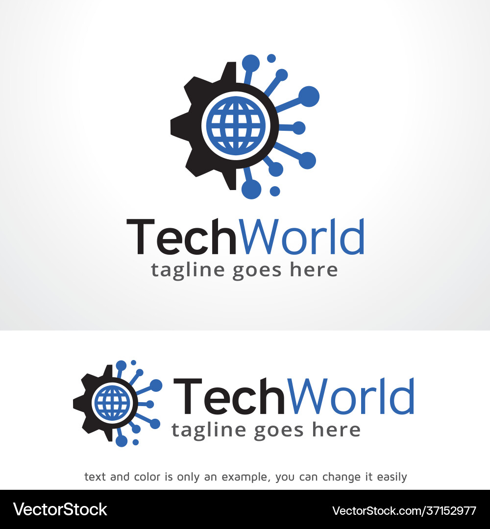 Tech world logo template design emblem Royalty Free Vector