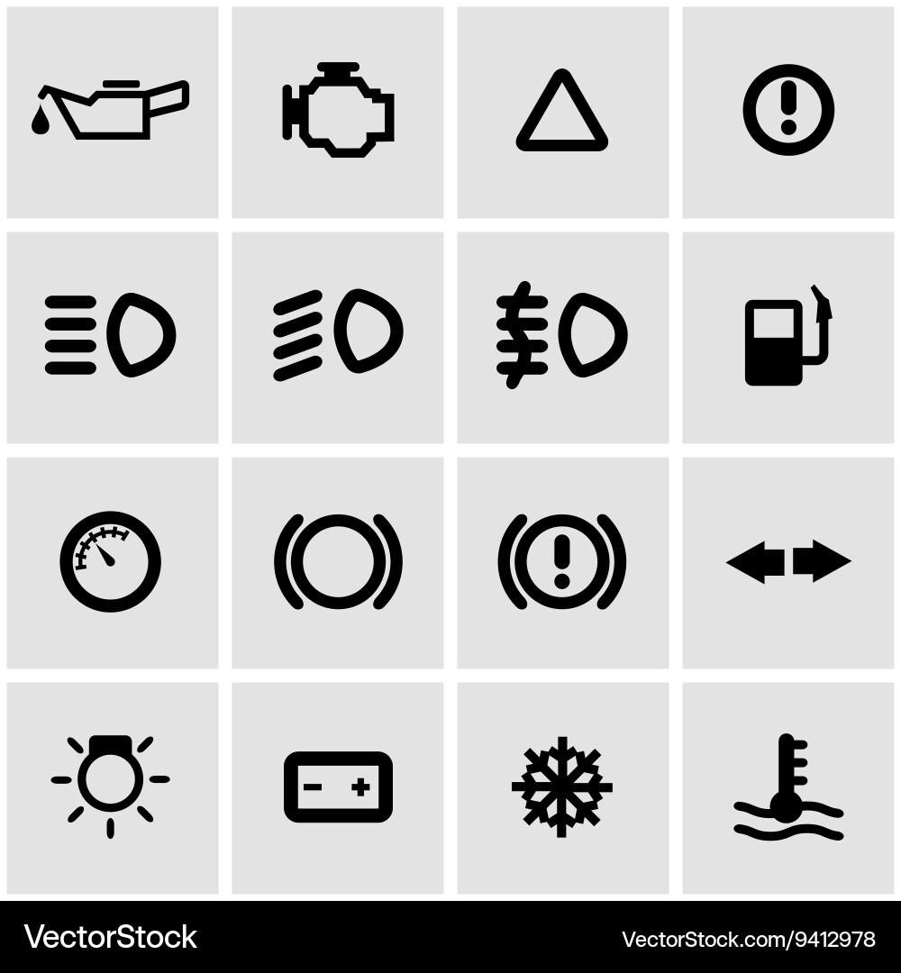 Black car dashboard icon set Royalty Free Vector Image