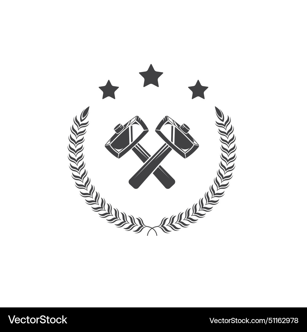 Crossed hammer badge icon concept design template Vector Image